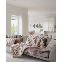 Misty sand - plaid/sengetæppe i imiteret pels