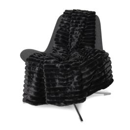 Stripy sort - plaid i imiteret pels/faux fur